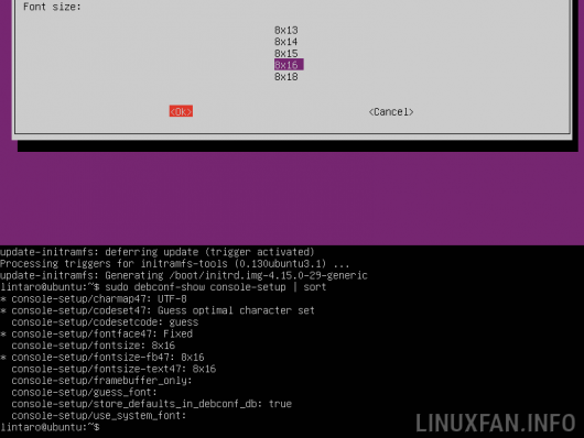 Ubuntuサーバーの「コンソールフォント」を変更する方法 | LFI